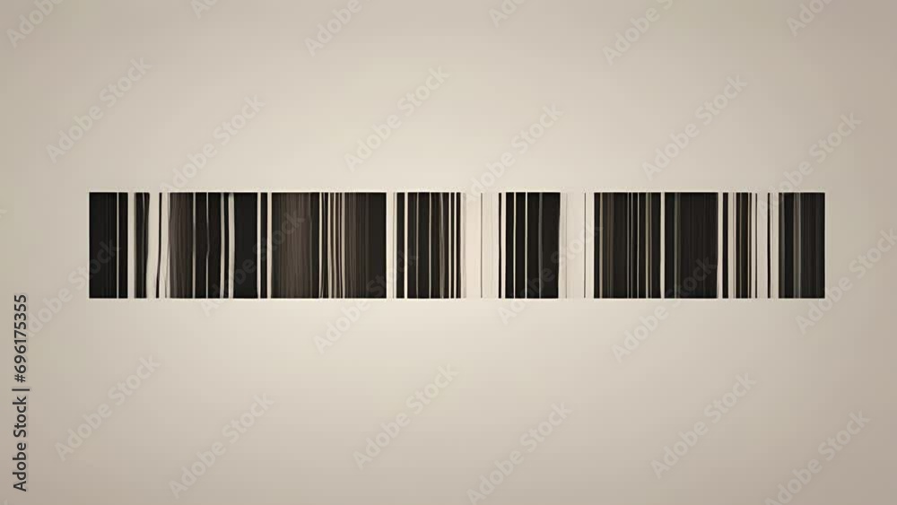 Minimal animation of a barcode scanning and revealing a hidden message ...