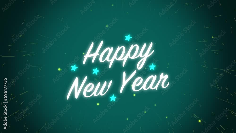 Animated motion graphics white happy new year celebration with light ...