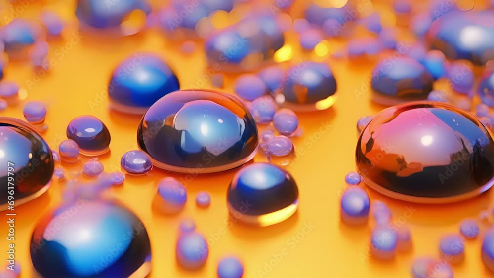 An extreme closeup of a beetles body shows tiny droplets of oil ...