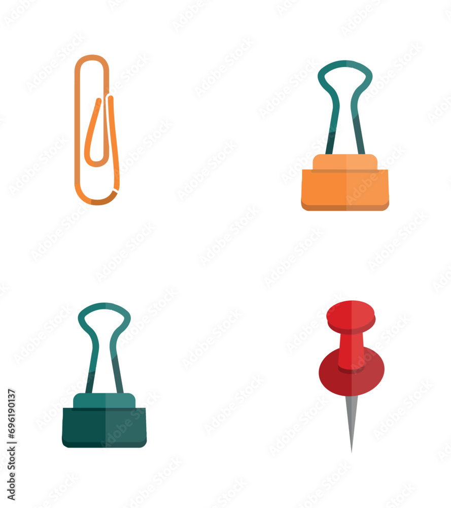 Paper Clip Vector Illustration Clip Art Set, Paper Clip Isolated White ...