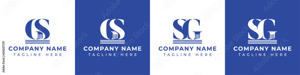 Letter GS and SG Pillar Logo Set, suitable for business with GS and SG ...