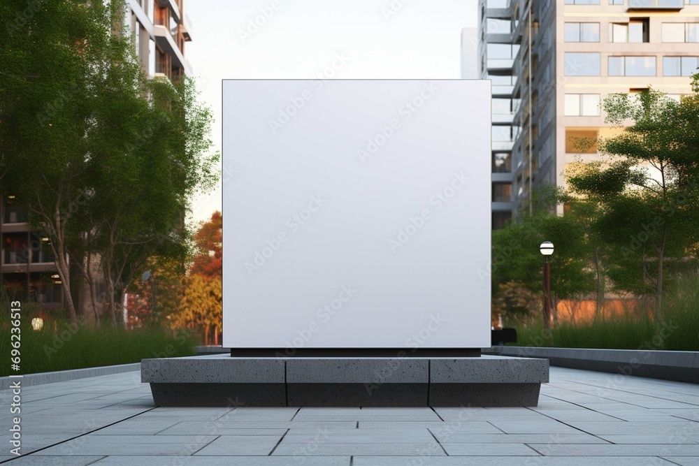 Cube design street public space white signboard or park advertisement ...