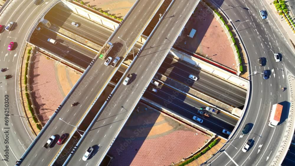 Captured from above, the interchange roundabout with tunnel is the ...