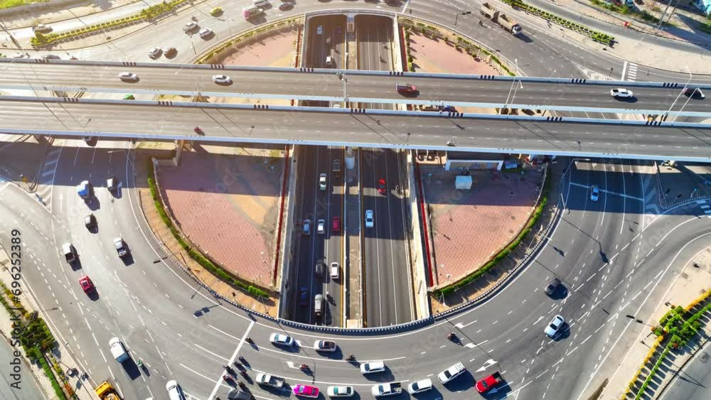 The interchange features a sleek roundabout seamlessly integrated with ...