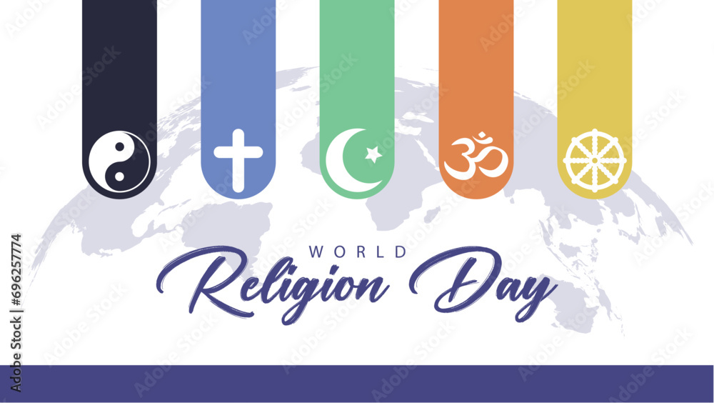 World religion day. Vector illustration of religious symbol banners ...