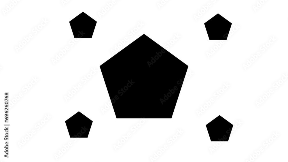 Zoom in and out animation the pentagon symbol. Large black symbol in ...