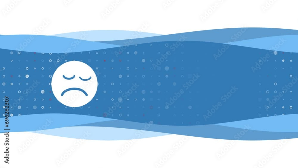Animation of blue banner waves movement with white depression symbol on ...