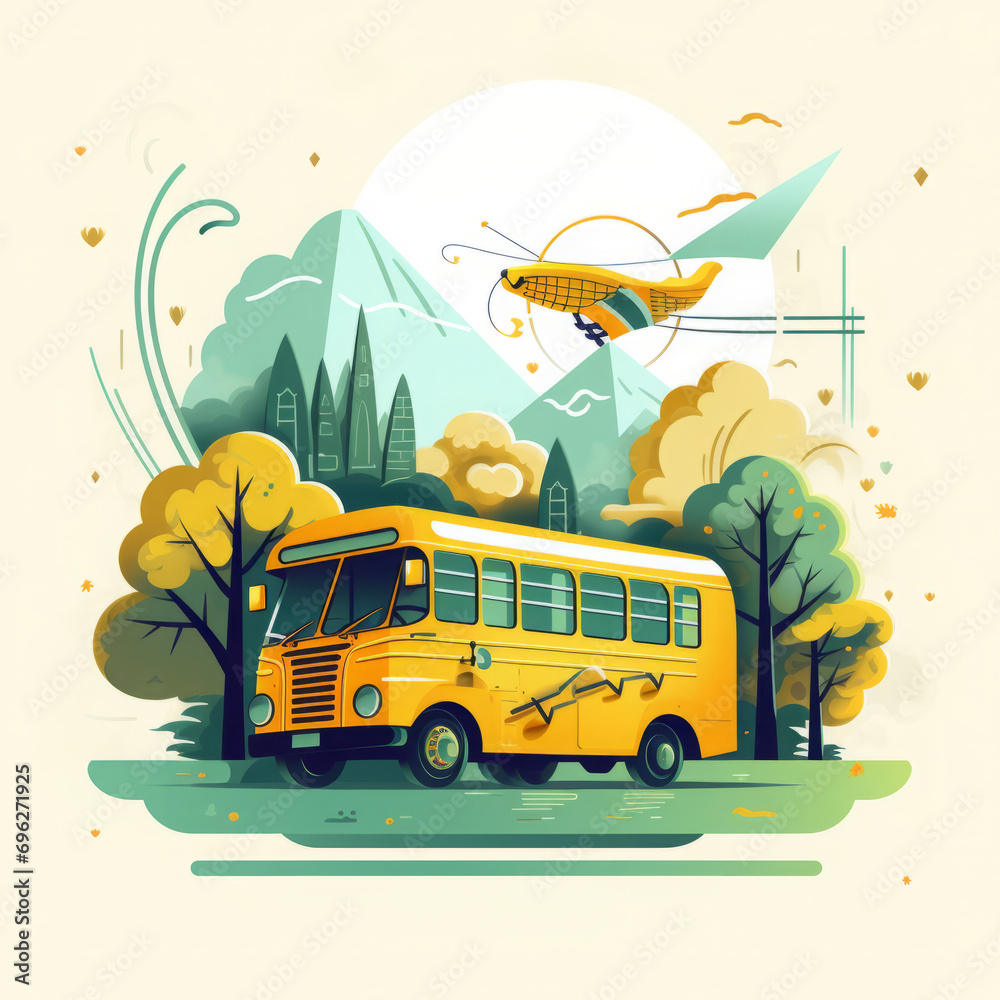 Back to school bus, school bus, school bus with supplies, School bus ...