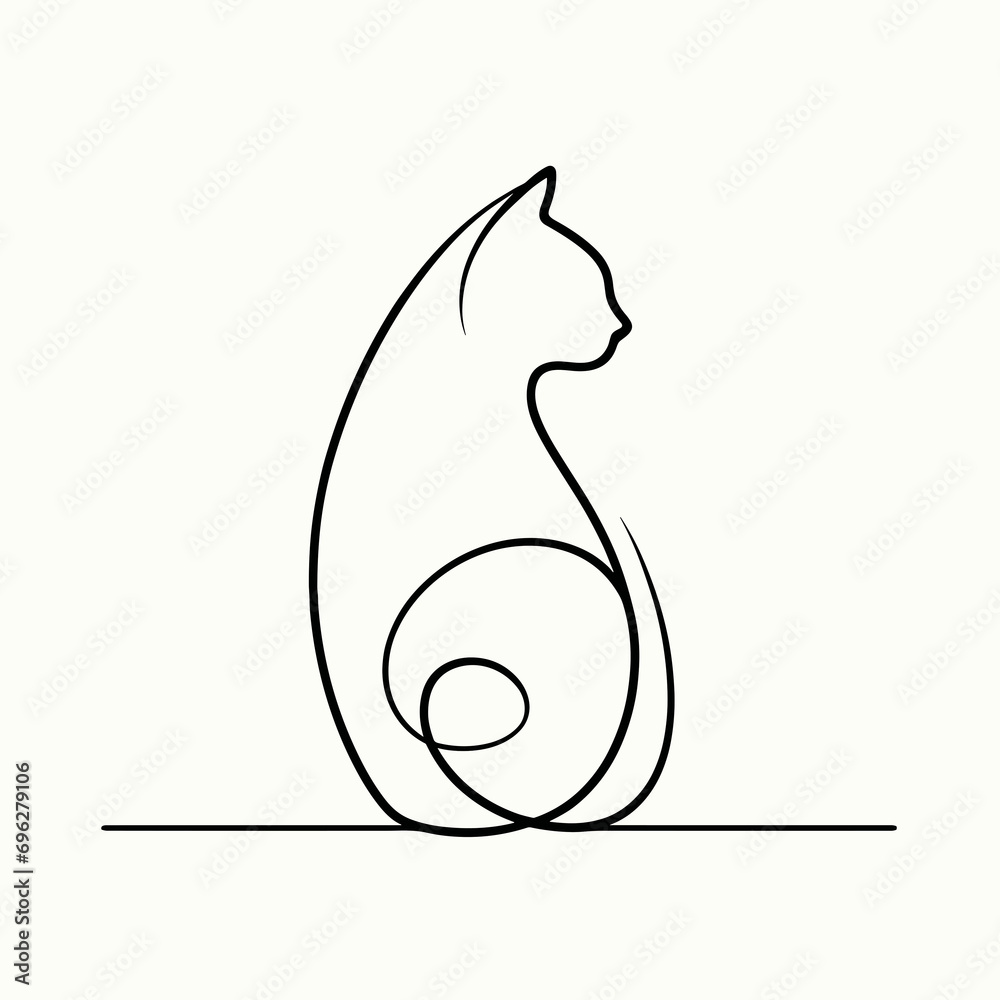 Continuous outline of a cat in one line, simple vector sketch Stock ...