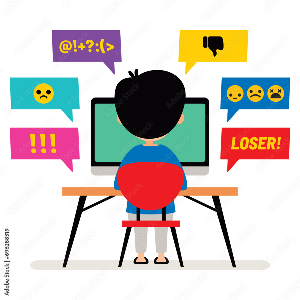 Cartoon Drawing Of Cyber Bullying Stock Vector | Adobe Stock