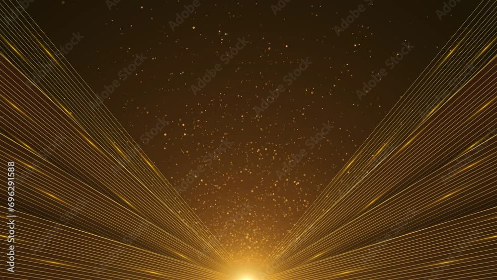 Vidéo Stock 4K 3D Luxury Golden light streak. spotlights particle ...