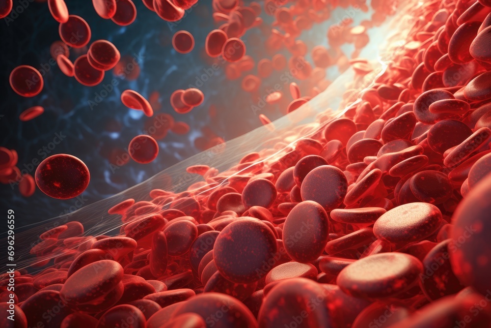 Blood cells in red blood cells. 3d render, 3d illustration, A 3D ...