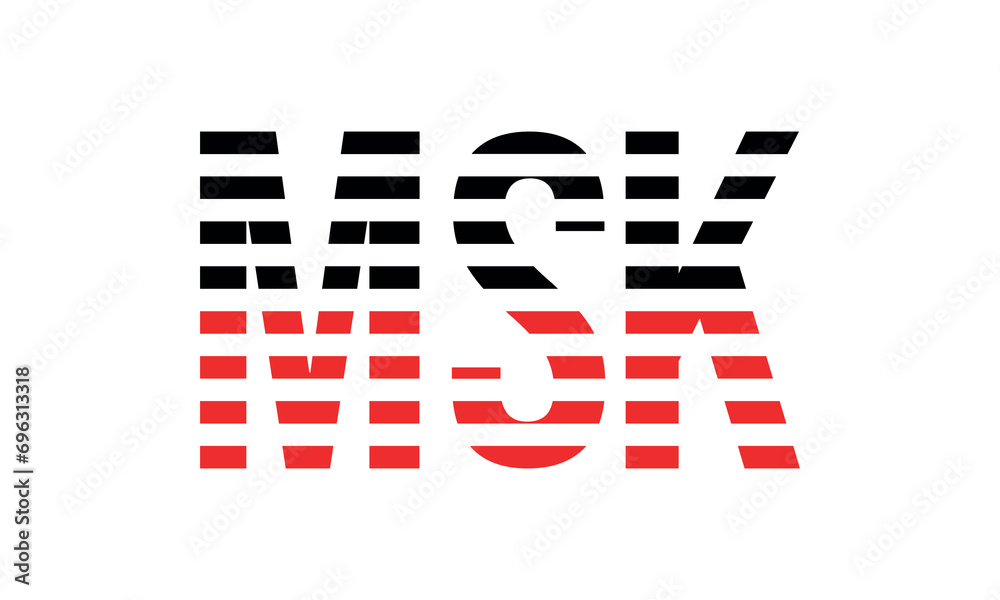 MSK three initial letter iconic line negative space minimal logo design ...