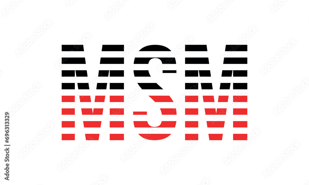 MSM three initial letter iconic line negative space minimal logo design ...