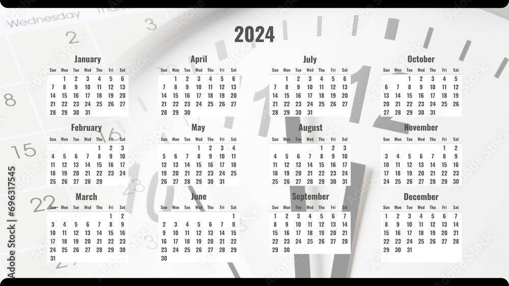 Calendar 2024 Calendar with holidays. Yearly calendar showing months ...