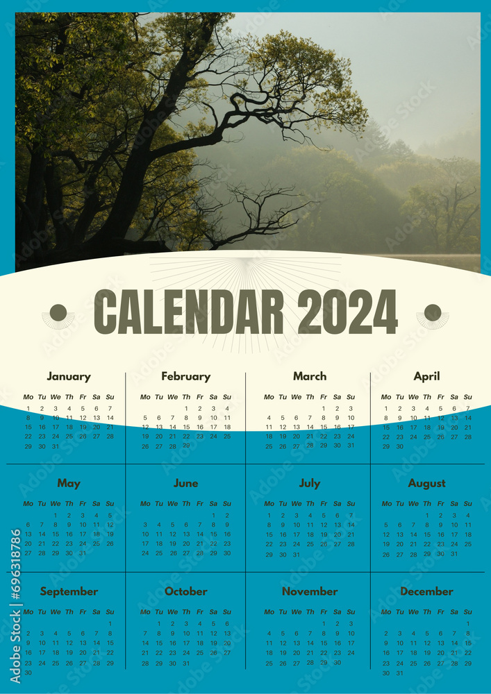 Calendar 2024 Calendar with holidays. Yearly calendar showing months ...