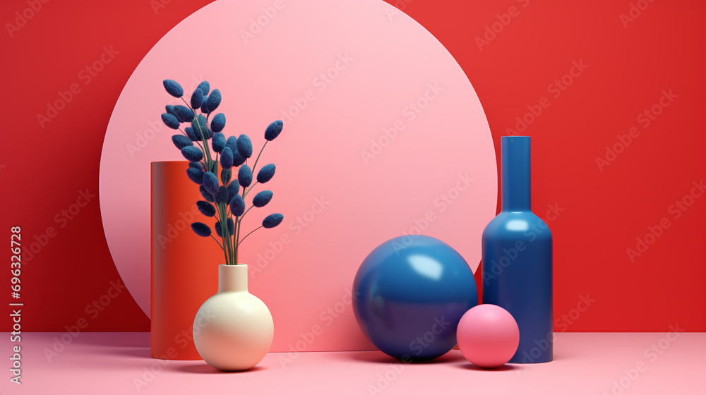 Product mockup background. Abstract vase and bottle shapes of colored ...