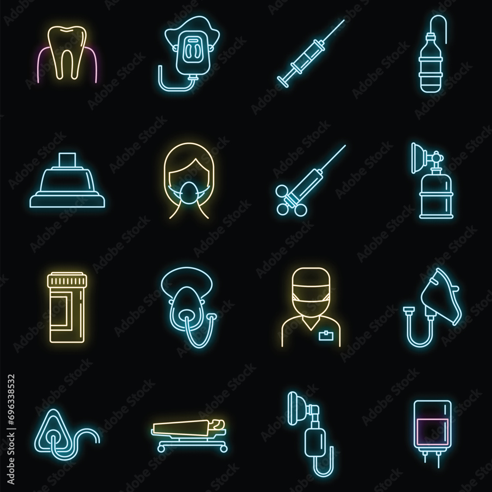 Clinic anesthesia icons set. Outline set of clinic anesthesia vector ...