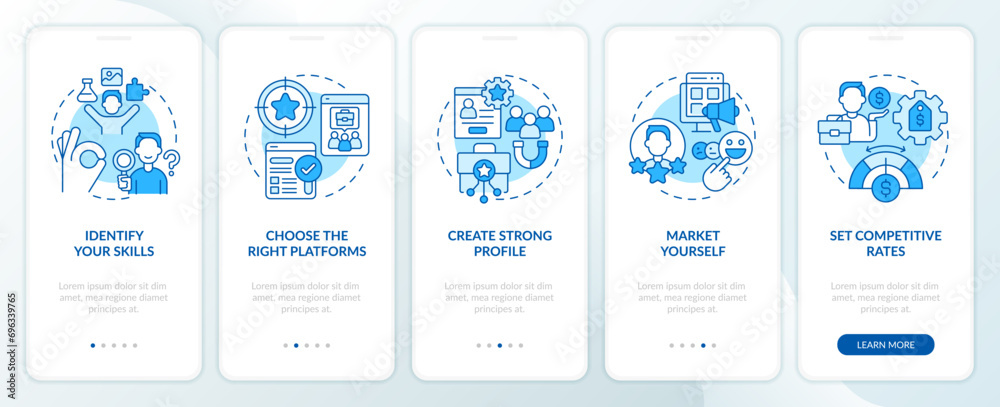 2D linear icons representing architecture of cognitive computing mobile ...
