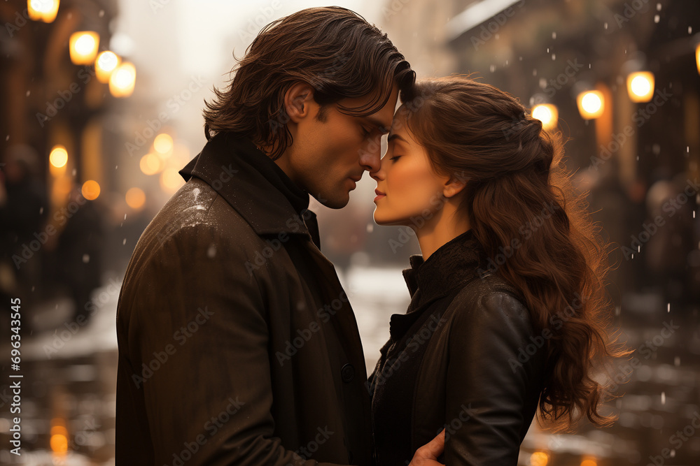 Foto de Passionate Kisses from Couple in Love on Valentine's Day, A ...
