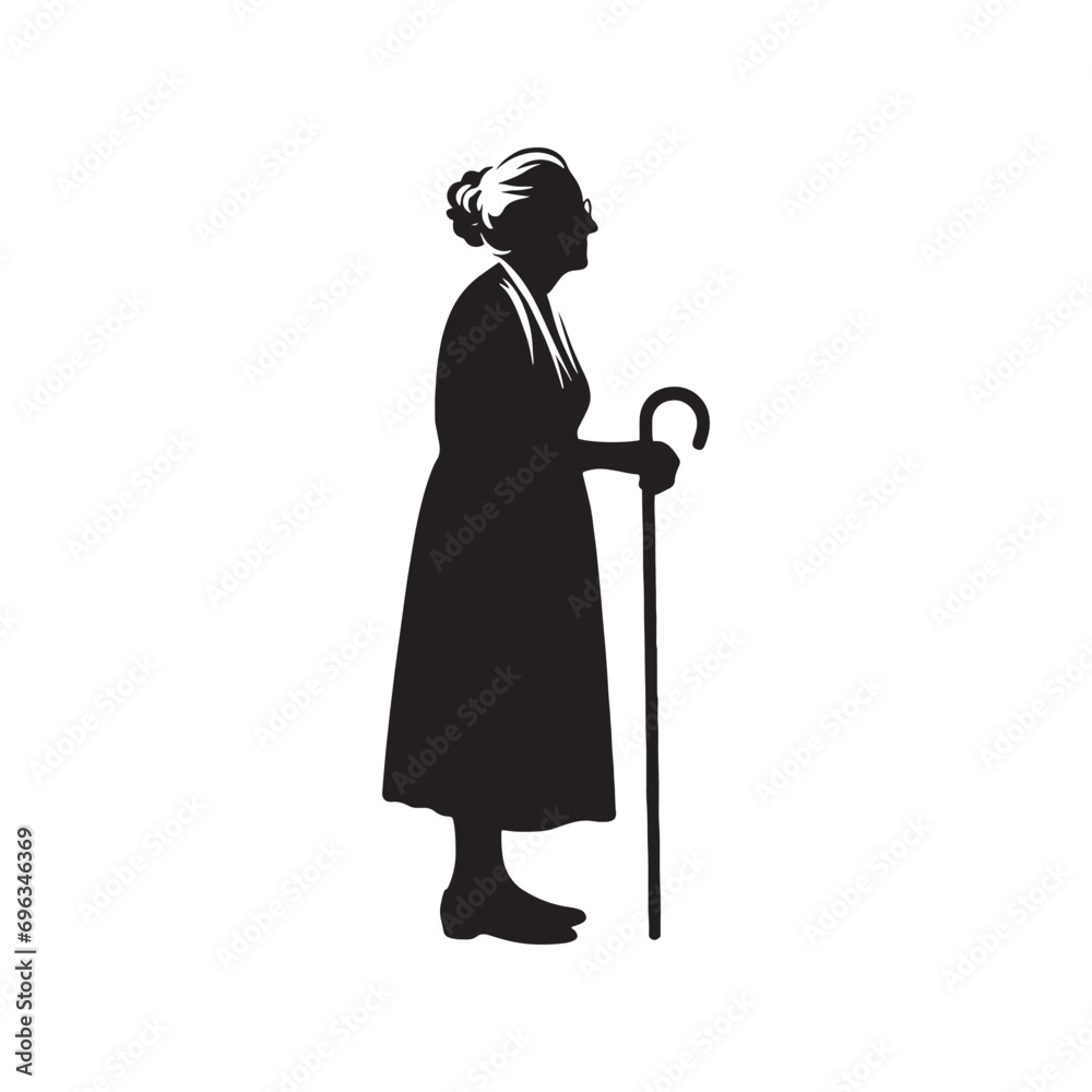Old Lady Silhouette - Evocative Shadow of an Elderly Woman, Reflecting ...