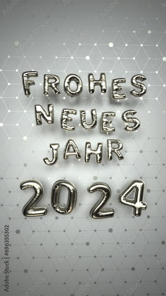 4k Hochformat Video Frohes Neues Jahr 2024. ProRes 4444, Endlosschleife ...