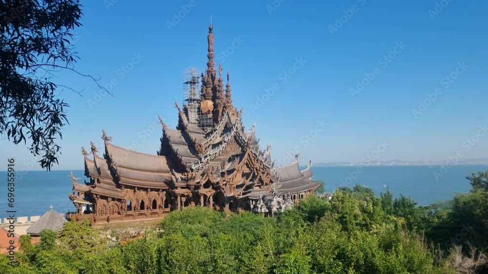 The Sanctuary of Truth wooden temple in Pattaya Thailand is a gigantic ...
