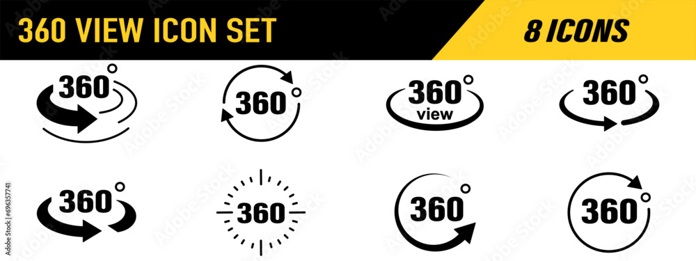 360 degrees arrow, rotate around set icon. Circle signs vertical ... 360 degrees arrow, rotate around set icon. Circle signs vertical ...
