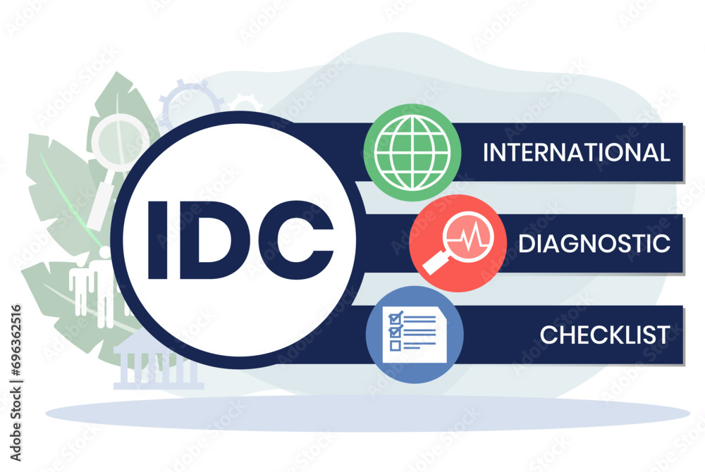 IDC - International Diagnostic Checklist acronym. vector illustration ...