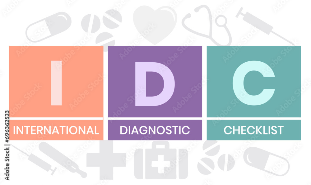 IDC - International Diagnostic Checklist acronym. vector illustration ...