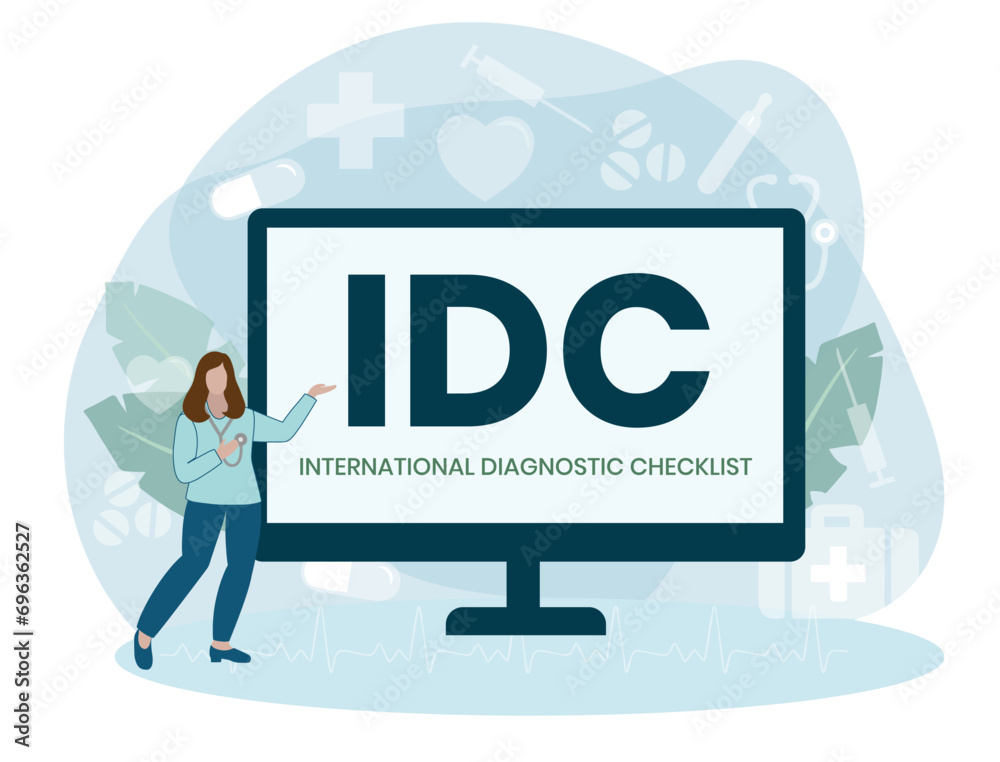 IDC - International Diagnostic Checklist acronym. vector illustration ...