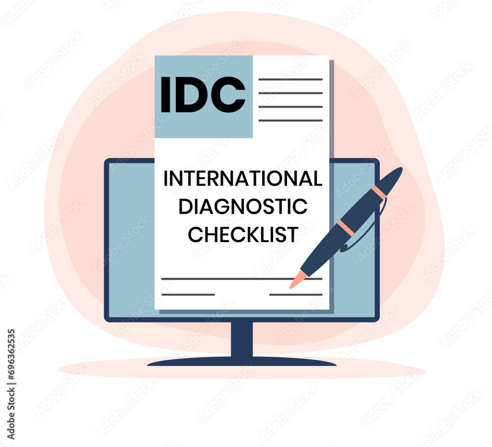 IDC - International Diagnostic Checklist acronym. vector illustration ...