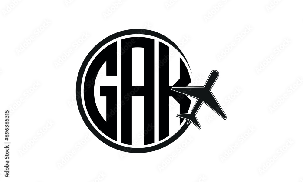 GAK three initial letter circle tour & travel agency logo design vector ...