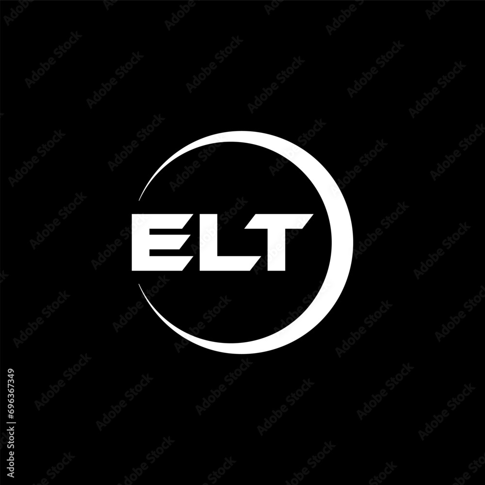 ELT letter logo design with black background in illustrator, cube logo ...