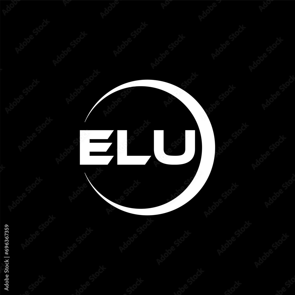 ELU letter logo design with black background in illustrator, cube logo ...
