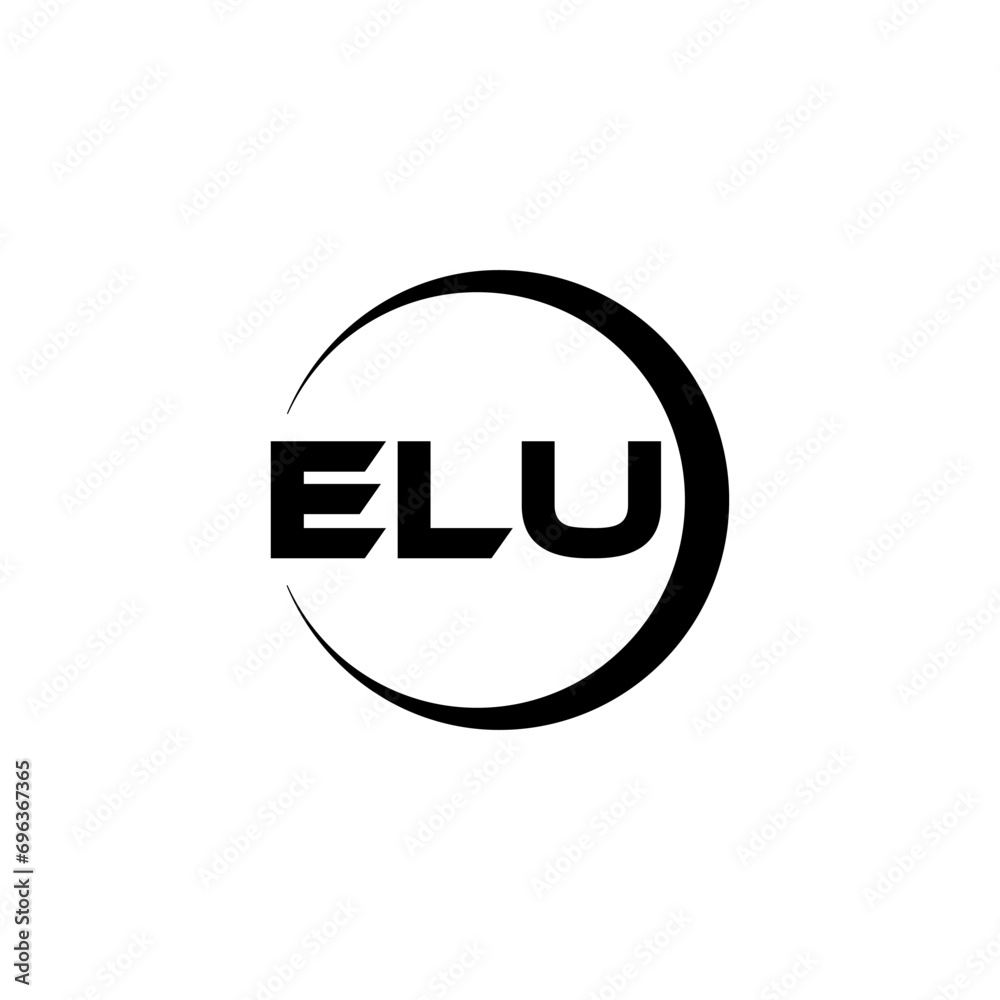 ELU letter logo design with white background in illustrator, cube logo ...