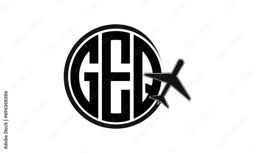 GEQ three initial letter circle tour & travel agency logo design vector ...