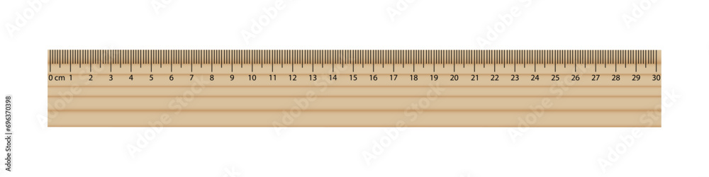 Wooden ruler on white background illustration. Centimeter, drawing ...
