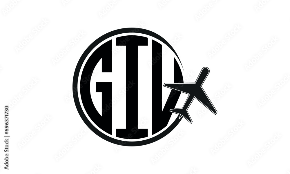 GIV three initial letter circle tour & travel agency logo design vector ...