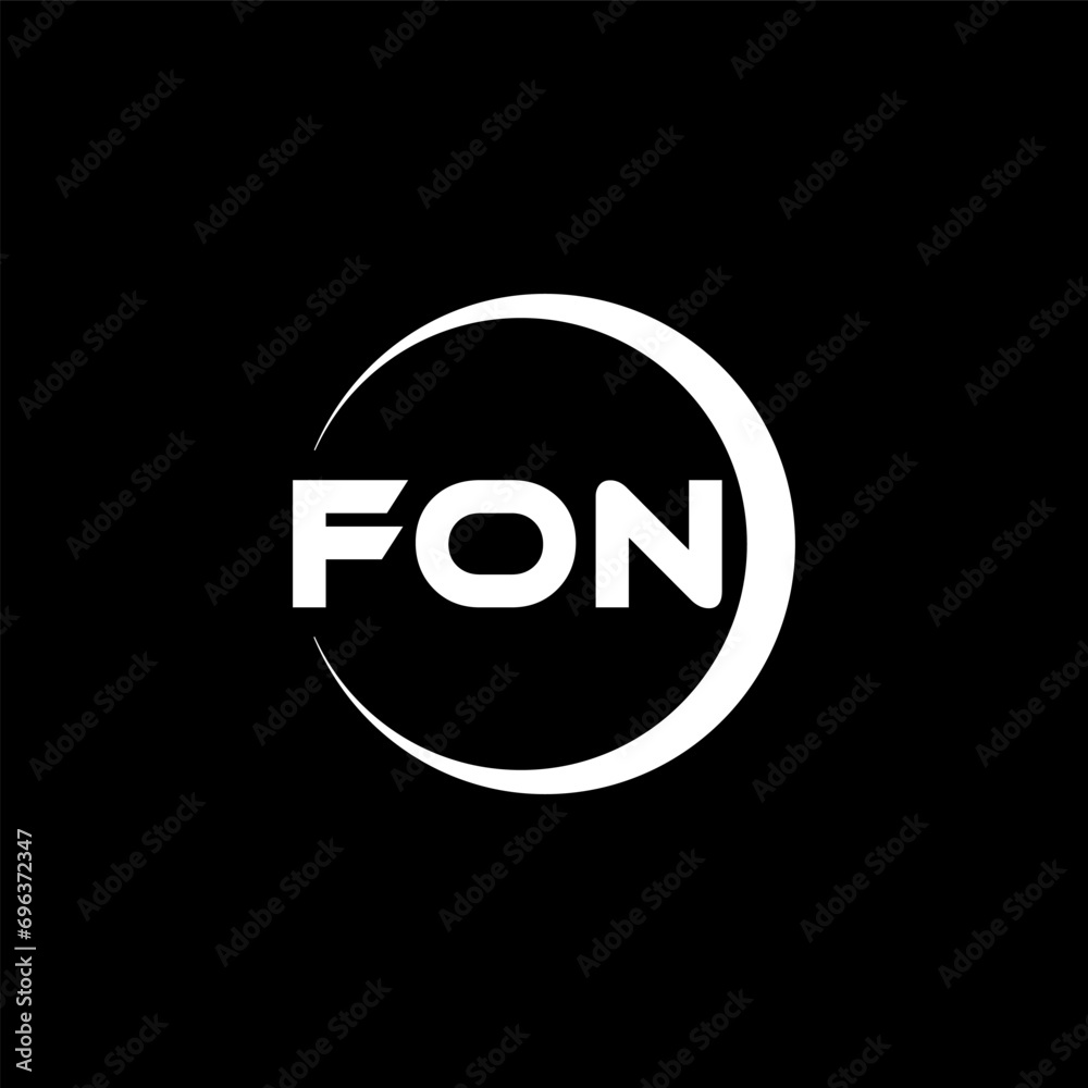 FON letter logo design with black background in illustrator, cube logo ...