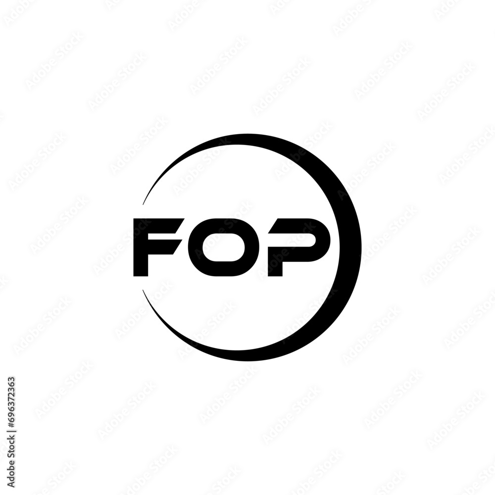 FOP letter logo design with white background in illustrator, cube logo, vector logo, modern ...