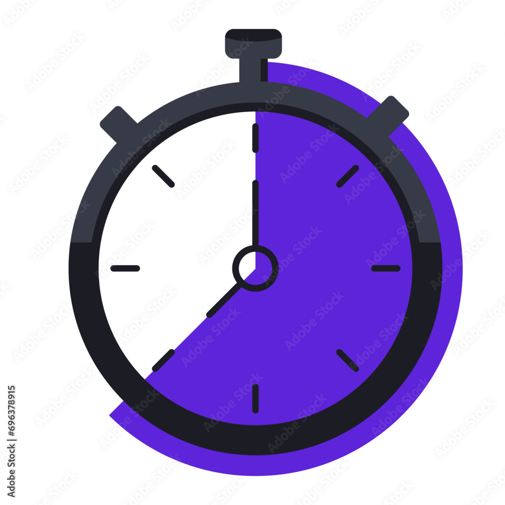 Six division timer filled illustration. Time, stopwatch, alarm clock ...
