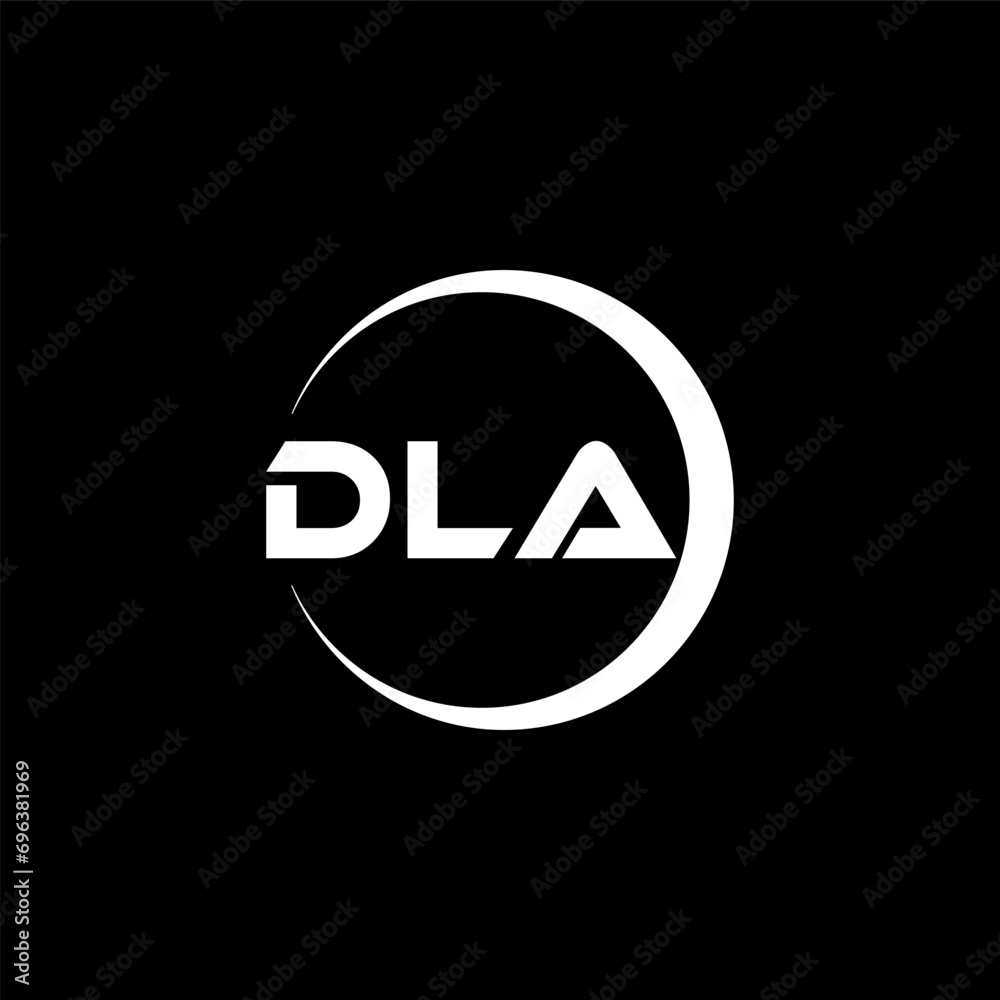 DLA letter logo design with black background in illustrator, cube logo ...