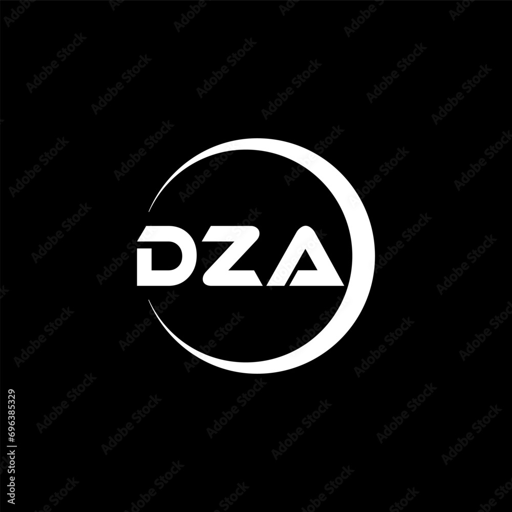 DZA letter logo design with black background in illustrator, cube logo ...