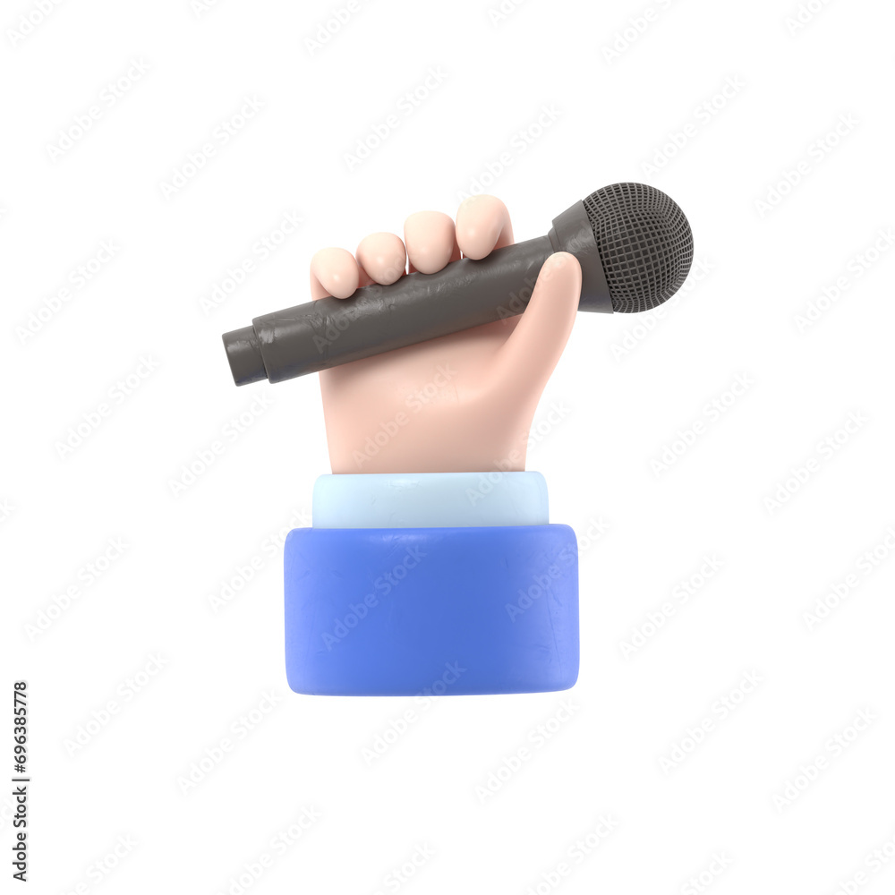 Cartoon Gesture Icon Mockup.Cartoon hand holding microphone.Supports ...