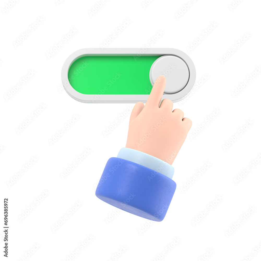 Cartoon Gesture Icon Mockup.3d render,cartoon character hand activating ...