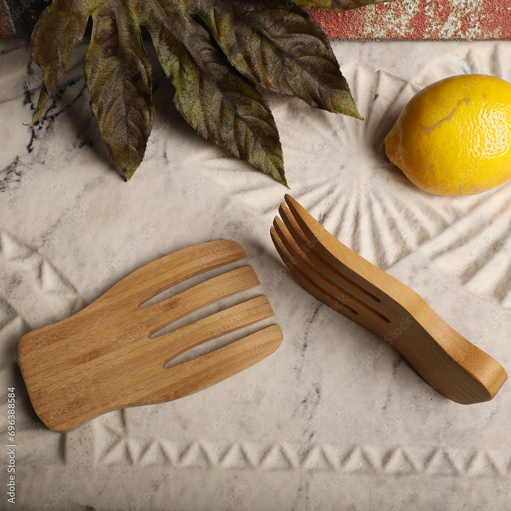 Wooden salad hands, bamboo kitchen utensils, bamboo salad hands, wooden ...