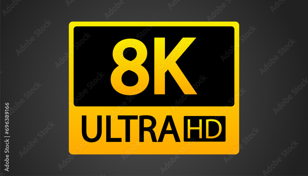 8K ULTRA HD illustration. Quality, resolution, monitor, TV, cinema ...