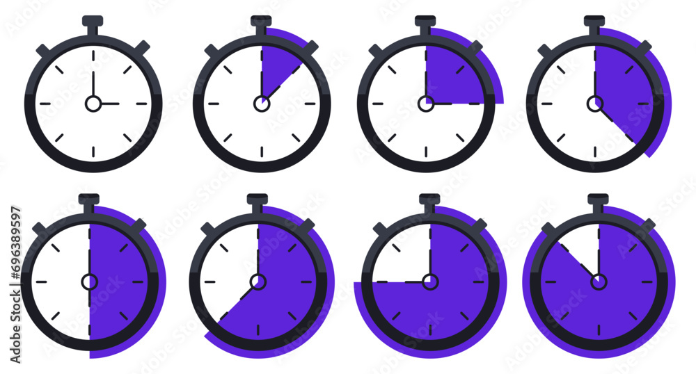 Set of timers with different filling illustration. Quality, resolution ...
