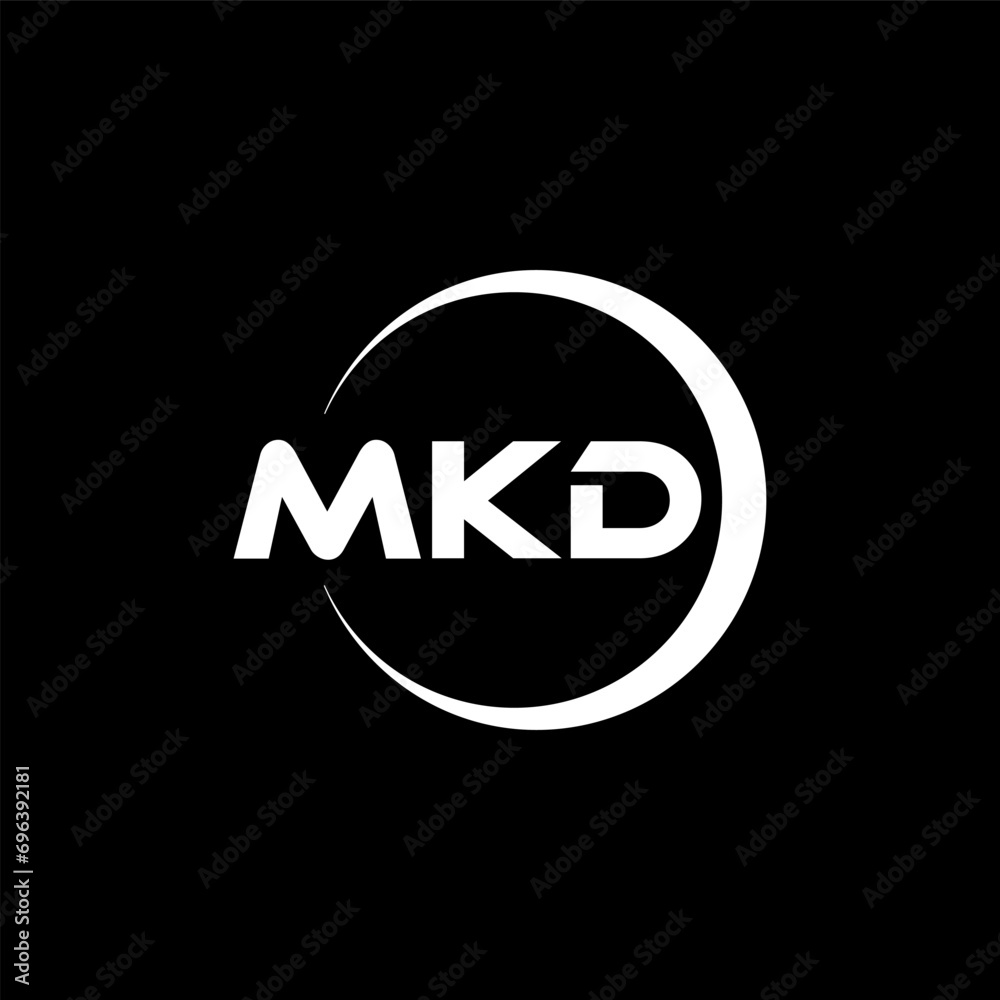 MKD letter logo design with black background in illustrator, cube logo ...
